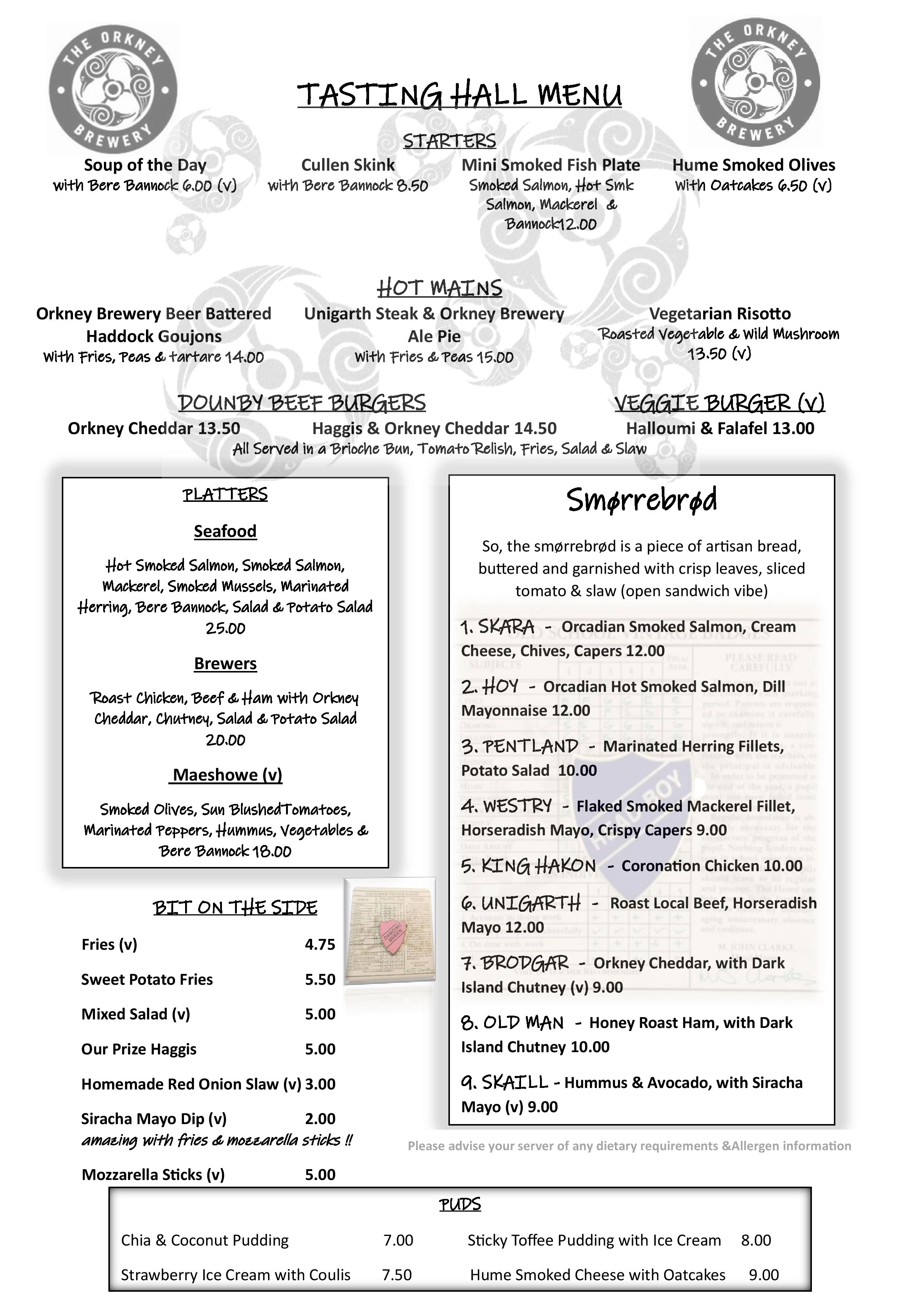 Tasting Hall Menu | Sinclair Breweries